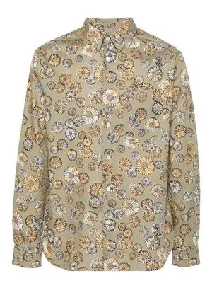 Maison Kitsuné Floral-print Cotton Shirt - Green