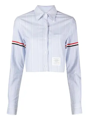 Thom Browne Rwb-stripe Cotton Shirt - Blue