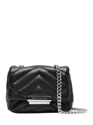 Armani Exchange Chevron-quilted Mini Bag - Black