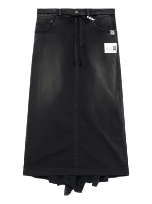 Mihara Yasuhiro Draped Denim Maxi Skirt - Black