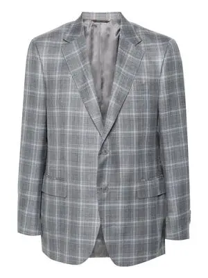 Canali Tartan-pattern Blazer - Grey
