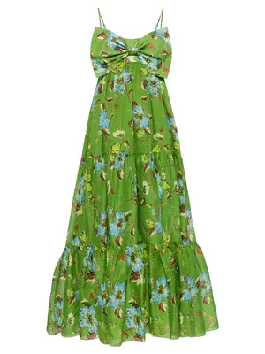 ALEMAIS Hotel Lamu Floral-print Midi Dress - Green