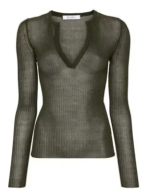Max Mara Saggina Ribbed Silk Jumper - Green