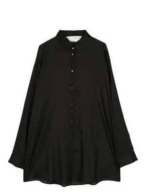 Isabel Benenato Long-length Cotton Shirt - Black