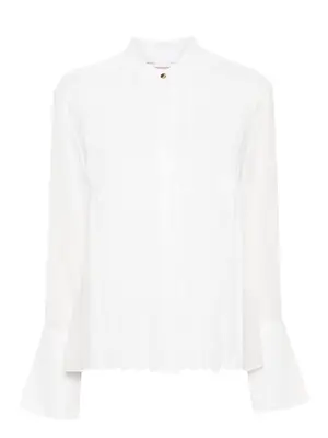 GENNY Pleated Silk Shirt - White