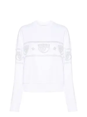 CHIARA FERRAGNI Logomania Stud-embellished Sweatshirt - White