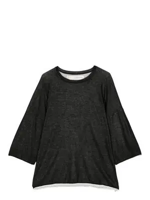 Isabel Benenato Three-quarter Length Sleeves Cotton Jumper - Black