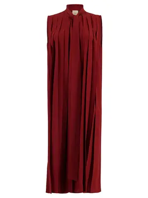 PAULA PAULA Pleated Silk Ankle-Length Dress