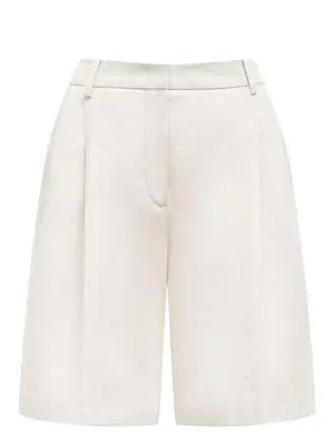 12 STOREEZ Pleated Linen Shorts - Neutrals