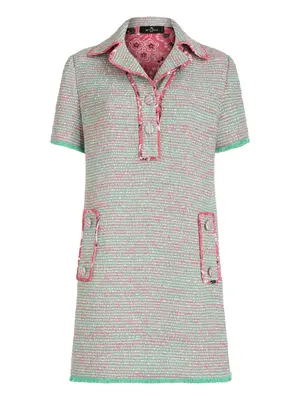 Etro Tweed Polo Minidress - Green