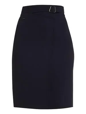 Akris Trapezoid Buckle Wool Pencil Skirt - Black