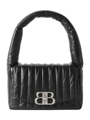 Balenciaga Monaco Padded Quilted Leather Shoulder Bag - Black