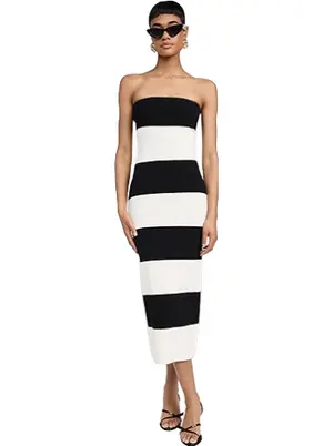 Endless Rose Stripe Tube Mini Dress - Black/white