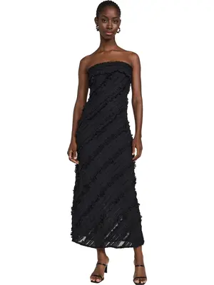 Endless Rose Strapless Ruffled Maxi Dress - Black