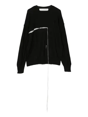 Isabel Benenato Raw-cut Detail Knit Pullover - Black