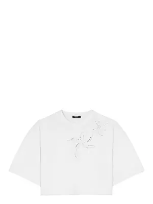 Versace Embroidered Cropped T-shirt - White