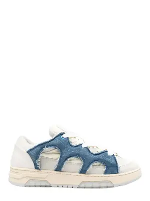 SANTHA Panelled Padded Leather Sneakers - Blue
