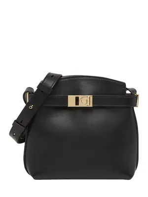 FERRAGAMO Mini Hug Leather Crossbody Bag - Nero