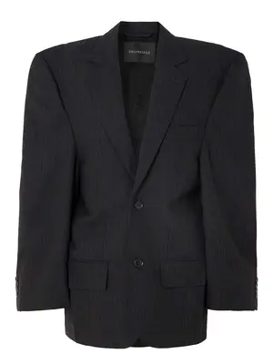 Balenciaga Balenciaga Oversized Pinstriped Wool Blazer Dark Gray