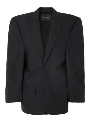 Balenciaga Balenciaga Oversized Pinstriped Wool Blazer Gray