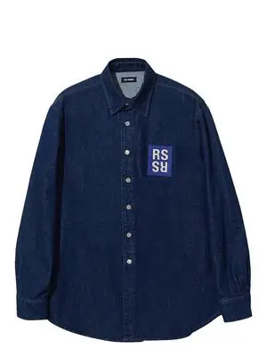 Raf Simons Logo Patch Denim Shirt - Blue