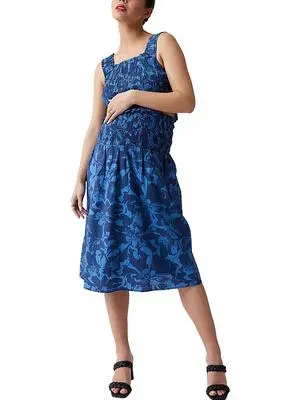 Ingrid & Isabel® Maternity Poplin Floral Set - Tonal Bloom River