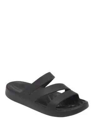 CROCS Waterproof Strappy Platform Slides - Black