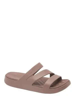 CROCS Waterproof Strappy Platform Slides - Truffle
