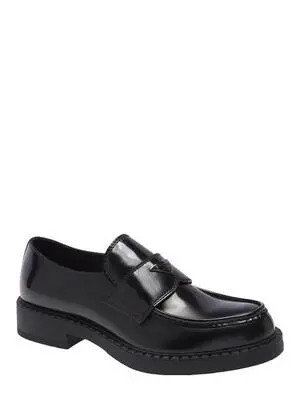 Prada Brushed Leather Loafer - Black