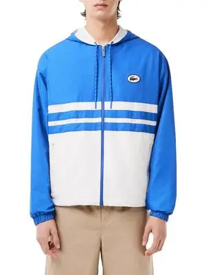 Lacoste Water Repellent Colorblock Hooded Jacket - Itv Ladigue/ Farine