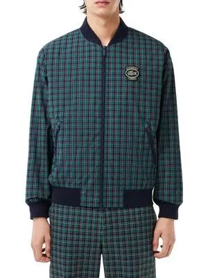 Lacoste Plaid Water-repellent Bomber Jacket - Marine/multico