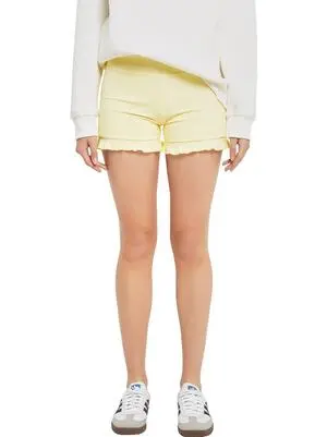 GREY LAB Ruffle High-waist Bike Shorts - Light Yellow