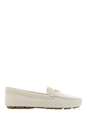 Prada Leather Driving Loafers - White