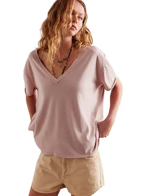 Free People We The Free Nina V-Neck Tee Cashmere