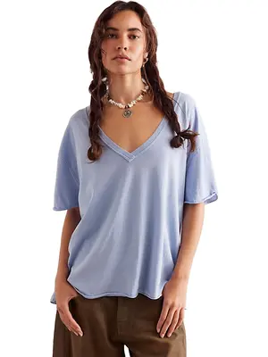 Free People We The Free Nina V-Neck Tee Chambray Sky
