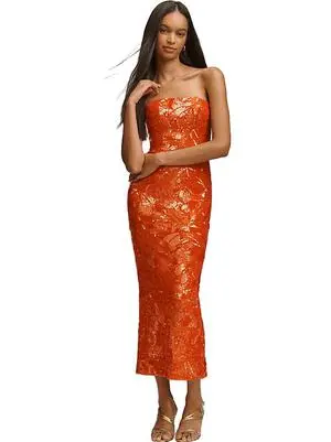HELSI Leslie Strapless Sequin Midi Dress - Papaya