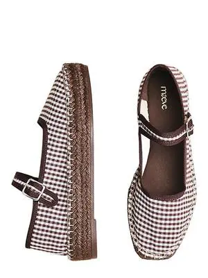 Maeve Maeve Mary Jane Espadrille Flats Brown Gingham