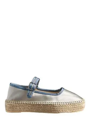 Maeve Mary Jane Espadrille Flats - Light Blue Satin