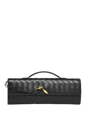Bottega Veneta Long Andiamo Intrecciato Leather Clutch - Black