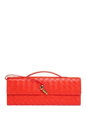 Bottega Veneta Long Andiamo Intrecciato Leather Clutch - Cherry Tomato