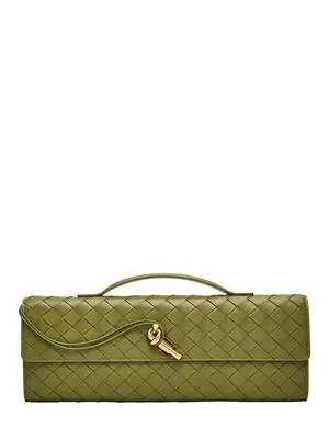 Bottega Veneta Long Andiamo Intrecciato Leather Clutch Matcha