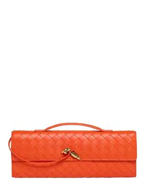 Bottega Veneta Long Andiamo Intrecciato Leather Clutch - Orange