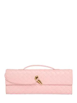 Bottega Veneta Long Andiamo Intrecciato Leather Clutch - Rose