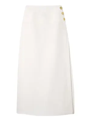 Le Kasha Haifal Linen Midi Skirt - White