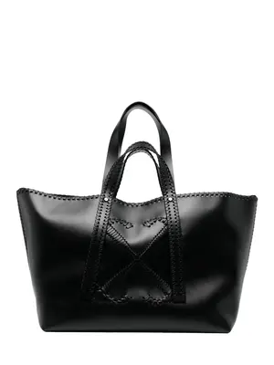 Off-White Leather Tote Bag - Black