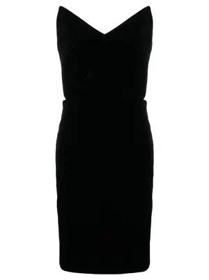 Loewe Bustier Velvet Strapless Dress - Black