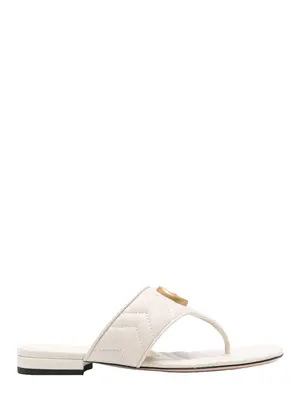 Gucci Double G Leather Sandals - White