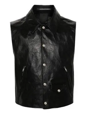 Givenchy Press-stud Leather Gilet - Black
