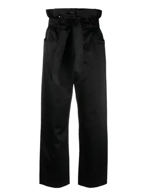 Max Mara High-waisted Belted Satin Trousers - Black
