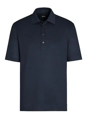 Zegna Linen Polo Shirt - Blue